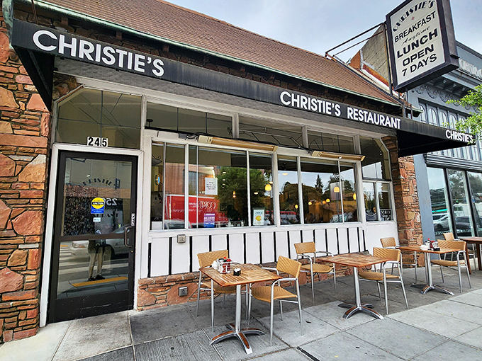 Christie's stone facade isn't trying to be fancy—it's promising the kind of breakfast that makes you cancel your morning plans just to linger longer.