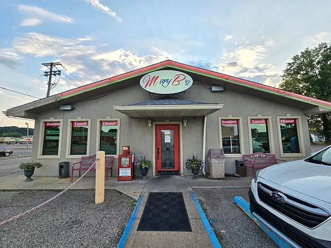 Mary B's Diner: "Classic diner, pink benches, and a sign that screams 'three squares a day' – Mary B's is where breakfast dreams come true."