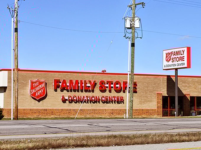 The Salvation Army's bold red lettering promises salvation for both your wallet and your home décor needs.