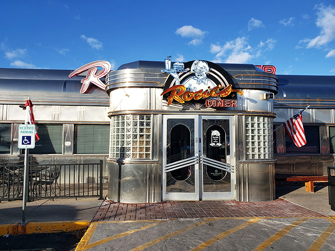 Classic Americana shines through every polished surface at Rosie's – breakfast with a side of nostalgia.