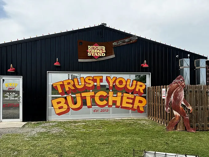 That Sasquatch statue isn't the only legendary creature here—wait until you meet their competition-winning ribs.