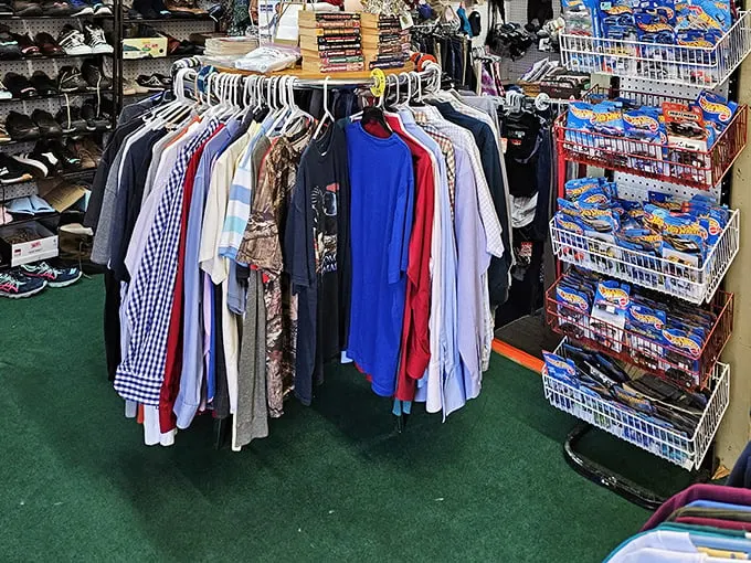 Fashion archaeology at its finest. Each rack tells a story—some tragic, some triumphant, all priced to move.