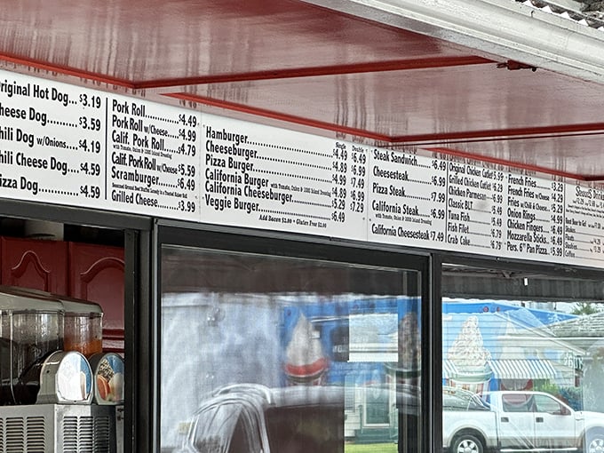 A menu board that reads like comfort food poetry. No avocado toast or deconstructed anything here—just straightforward American classics that have stood the test of time.