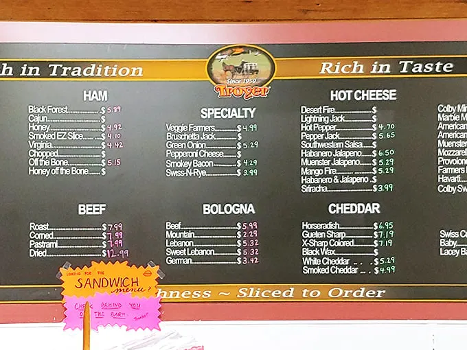 This sandwich menu isn't playing around—from Black Forest ham to honey turkey, each option promises meat sliced thick enough to remind you what it actually is.