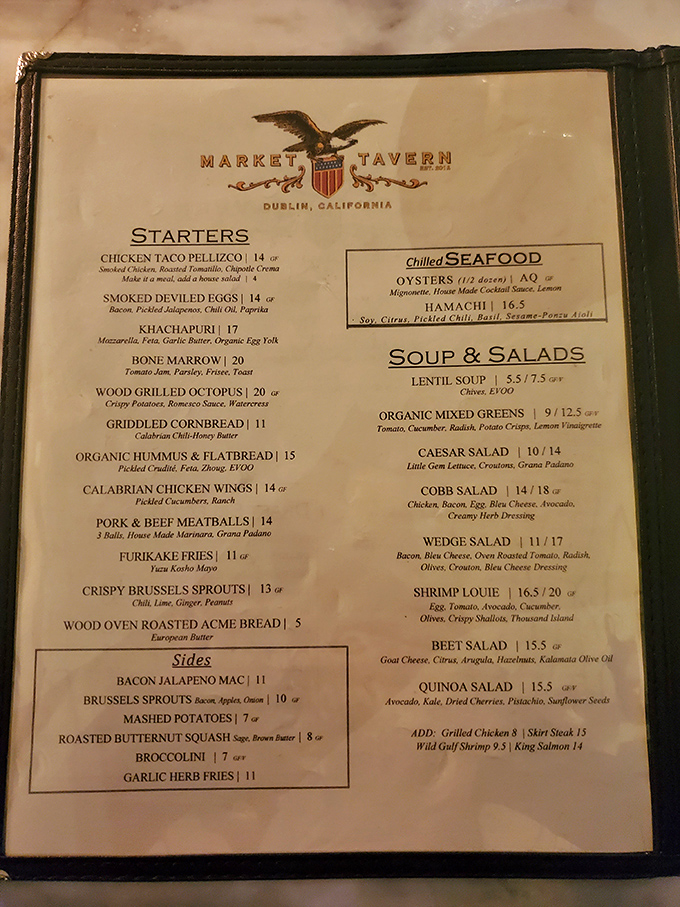 The menu reads like a love letter to California cuisine—where else can you find khachapuri and calabrian chicken wings sharing the same delicious page?