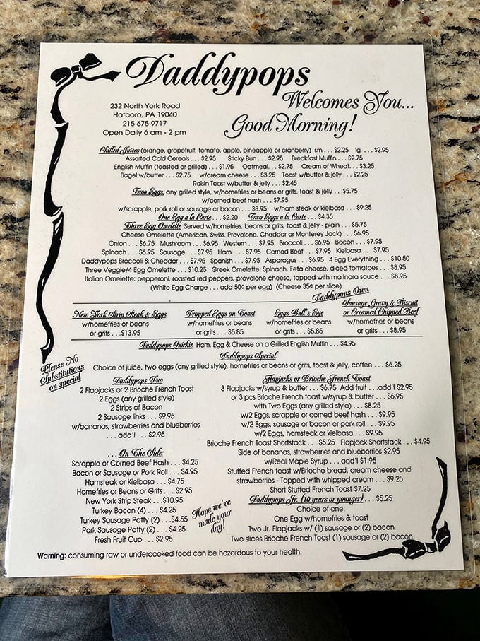 This menu isn't just a list of food—it's a roadmap to happiness with options that'll make decision-making deliciously difficult. 