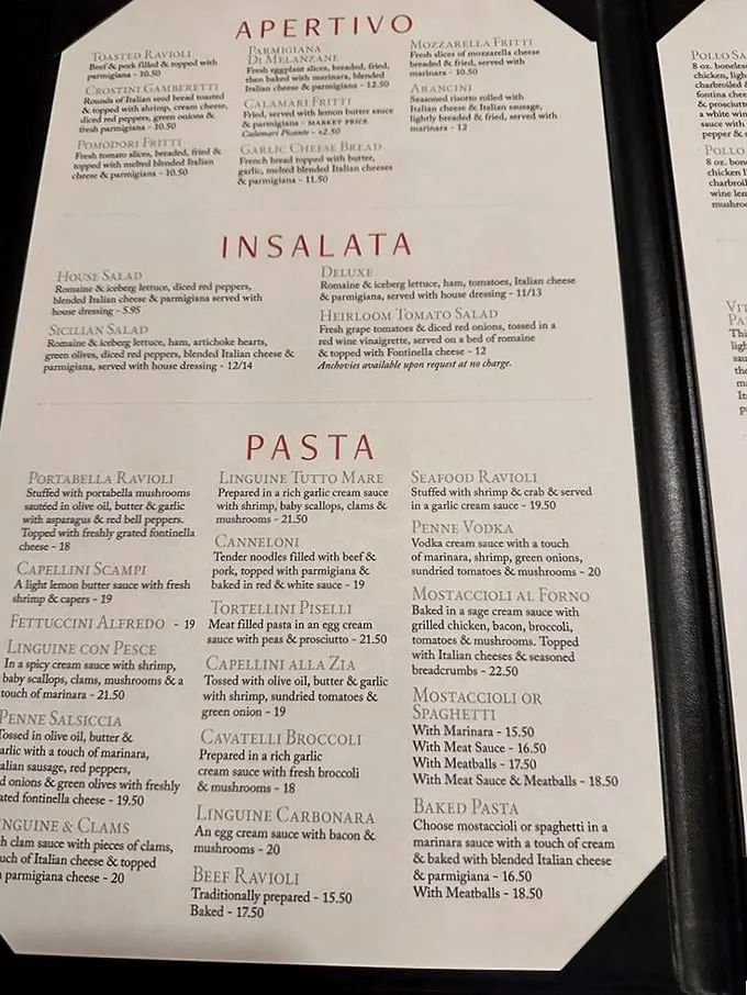 Decisions, decisions! Zia's menu reads like a love letter to Italian cuisine, with each pasta dish promising a different path to culinary bliss.