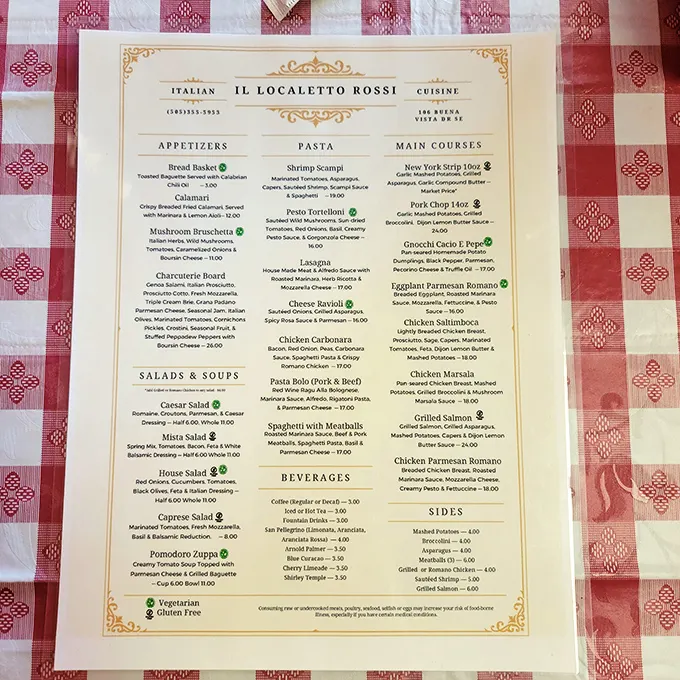 A menu that doesn't try to reinvent the wheel—just perfect it. Each item promises the kind of Italian classics that make you want to kiss your fingertips.