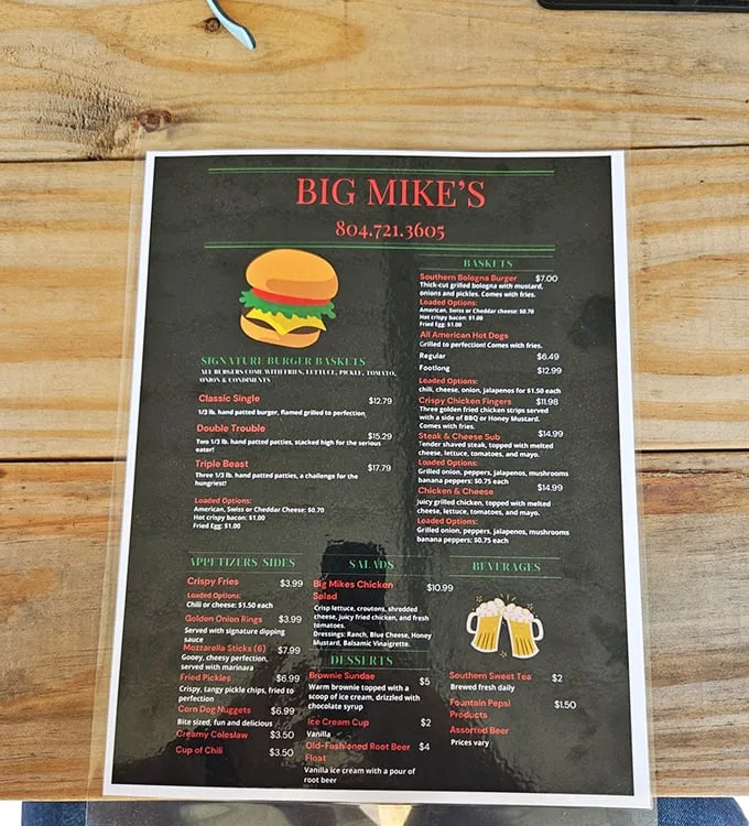 This menu isn't just a list of options—it's a roadmap to happiness with the "Triple Beast" serving as Mount Everest for serious eaters.