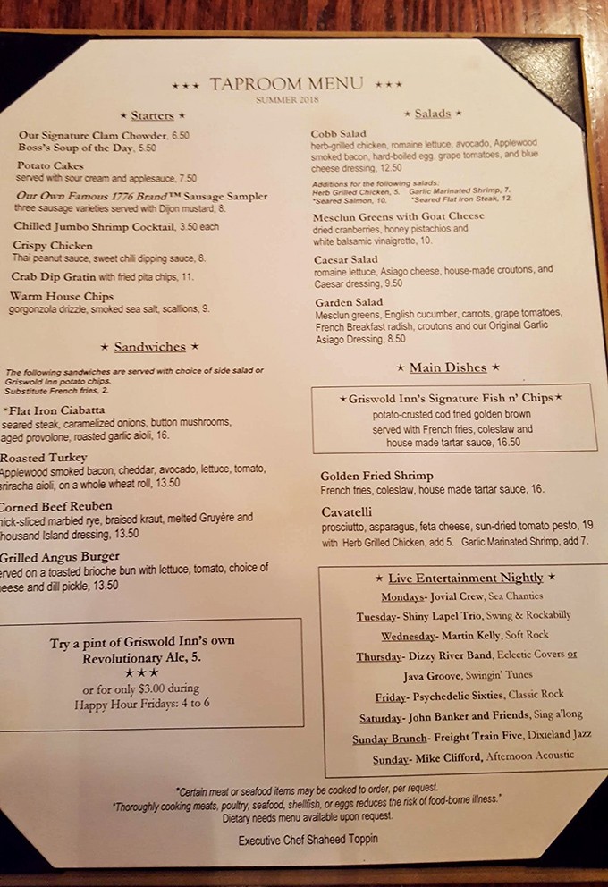 A menu that reads like New England's greatest hits album. The star track? That signature clam chowder that's been bringing people back since Washington was in office.