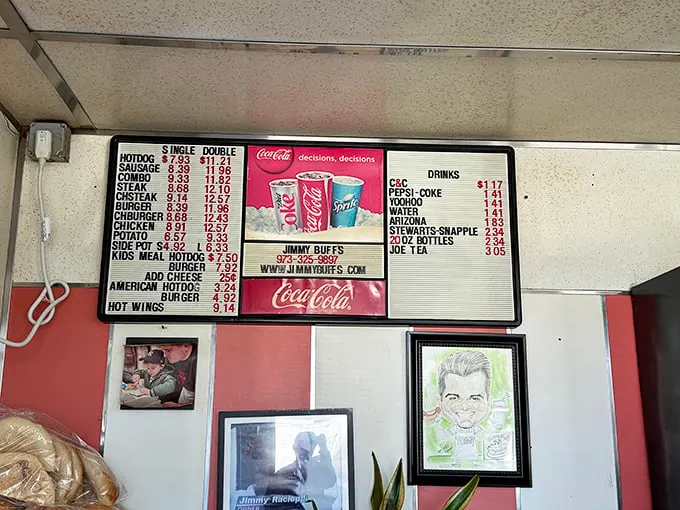 The menu board—a roadmap to happiness. Notice how everything else fades into the background when you lock eyes with "Italian Hot Dog."