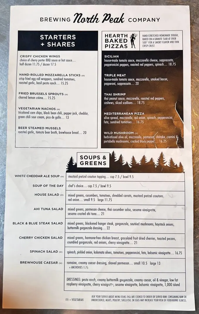 The menu at North Peak reads like a love letter to Michigan comfort food – hearth-baked pizzas, hand-rolled mozzarella sticks, and that legendary White Cheddar Ale Soup.