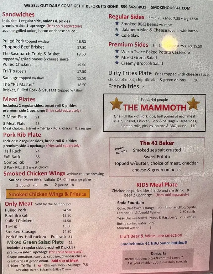 This menu isn't just a list of options—it's a roadmap to happiness. "The Mammoth" isn't just a meal, it's a challenge worthy of its namesake.