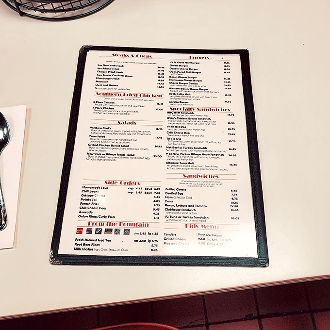 The menu at Ole's—a beautiful combination of breakfast classics that proves sometimes the best innovation is perfecting tradition rather than reinventing it. 