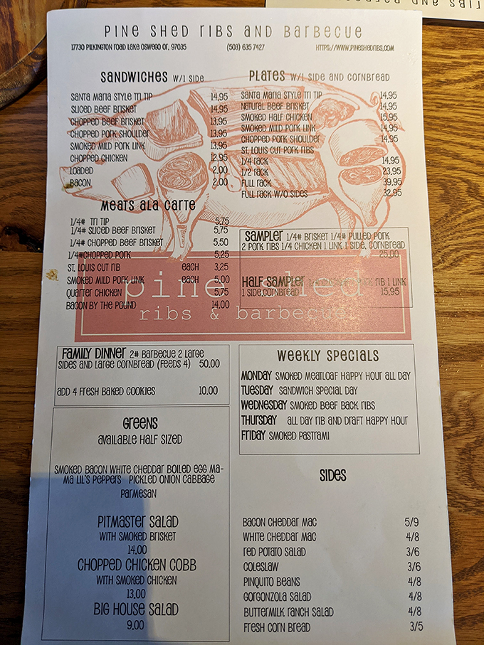 A menu that reads like poetry to meat lovers. The weekly specials board deserves its own special attention—Friday's pastrami has a cult following.