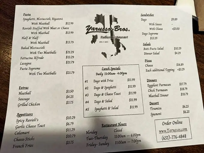 A menu that doesn't need fancy fonts or flowery descriptions—just the promise of Italian classics that have stood the test of time.