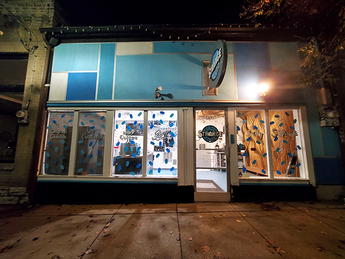 Blue polka dots and "Strange" creativity – this Maplewood hotspot proves donuts can be artistic without losing their soul.
