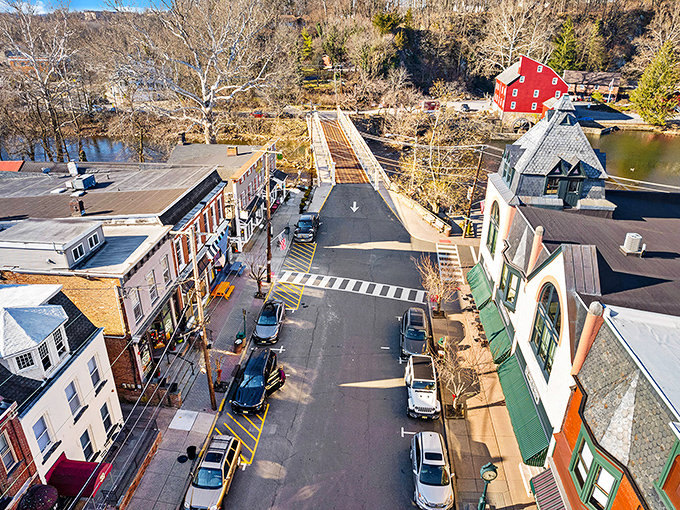 Brick buildings and charming storefronts create the perfect small-town vibe. My wallet already feels lighter just looking at those boutique shops! 