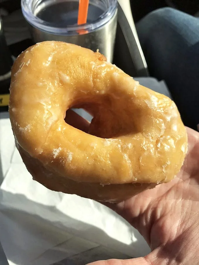The holy grail of roadtrips: a perfect glazed donut, with that magical balance between substantial chew and airy interior. Worth every mile of detour.