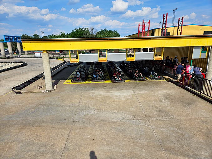 The starting grid – that magical moment before engines roar and friendly rivalries ignite on the asphalt battlefield.