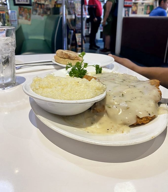 Country fried steak that doesn't just speak to your soul – it serenades it with a full gospel choir of gravy.