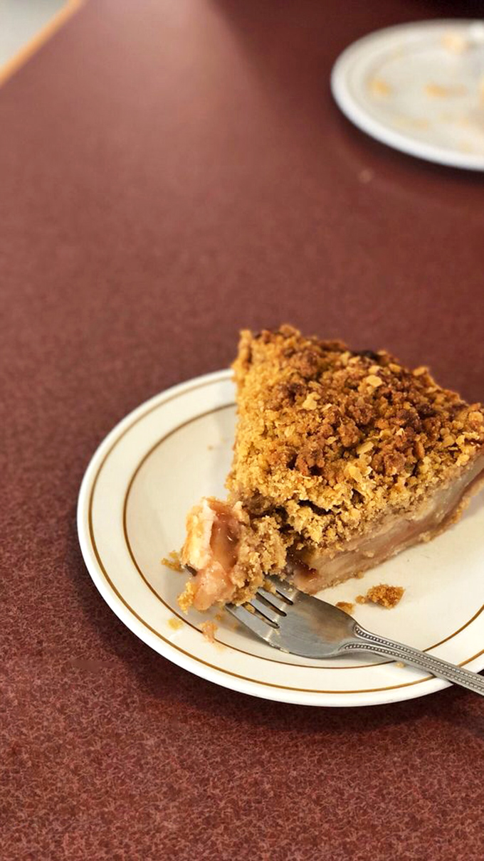 That apple crumble pie isn't just dessert; it's edible architecture—a perfect balance of structural integrity and melt-in-your-mouth surrender.