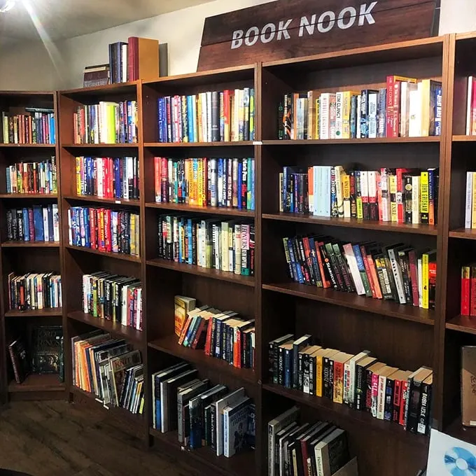 The "Book Nook" – where literary treasures wait for their second act. Somewhere in here is the paperback that changed someone's life.