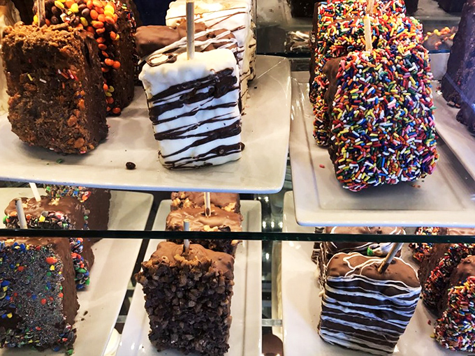 Rice Krispy treats on steroids—these handheld happiness blocks are dipped, drizzled, and decorated until they're barely recognizable as breakfast cereal's rebellious cousin.