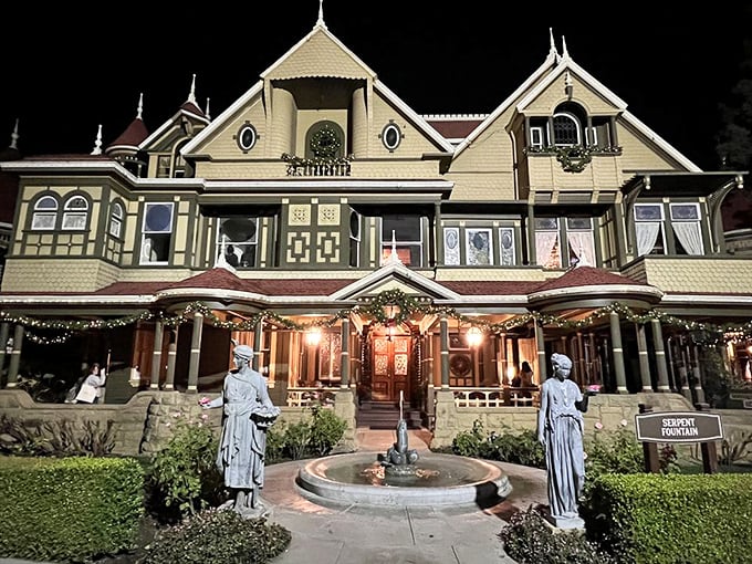 Elegant statues stand guard at the entrance, giving no hint of the architectural madness waiting inside. False advertising at its Victorian finest!