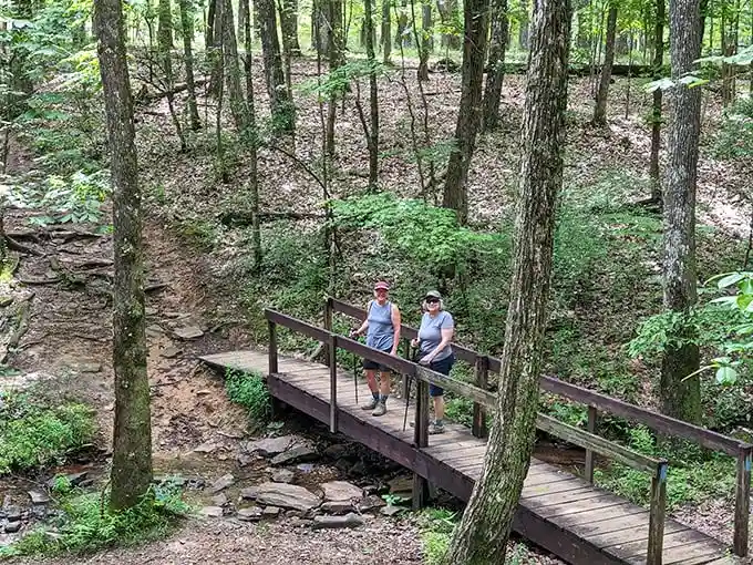 Bridge crossings at Monte Sano: where "should we turn back?" conversations happen and are immediately forgotten once you see what's around the bend.