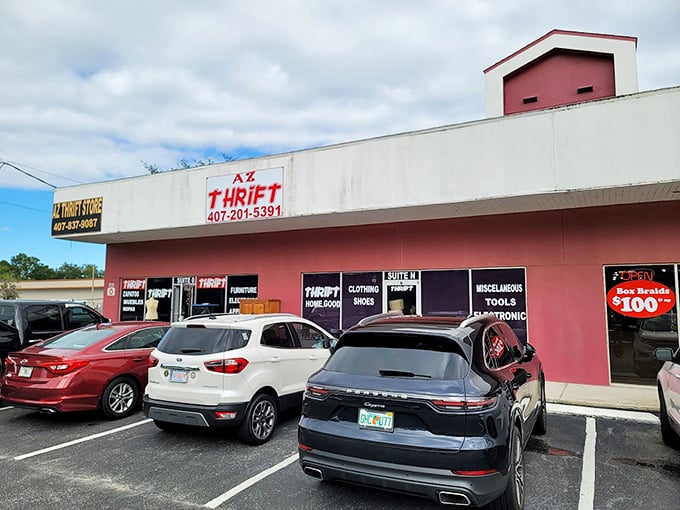 AZ Thrift's pink exterior houses a labyrinth of treasures organized by category for easier hunting.