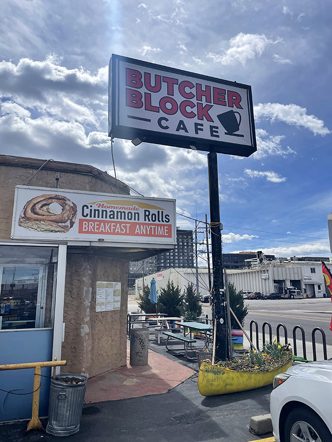 "Homemade Cinnamon Rolls" – three beautiful words that justify any detour to Butcher Block Café.