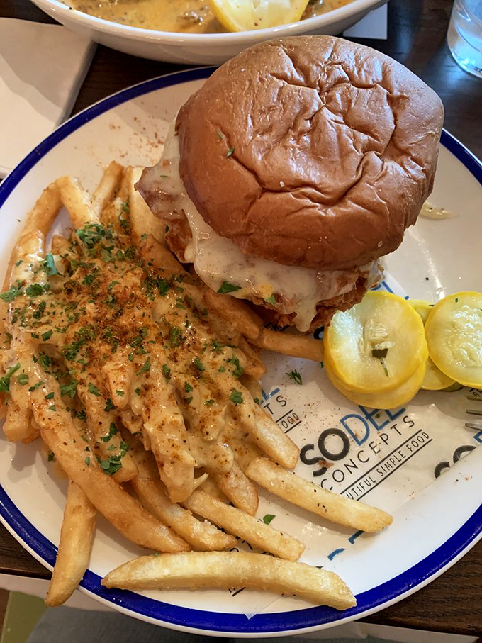 The perfect fish sandwich doesn't exi— Oh wait, here it is! Crispy, flaky perfection on a bun with seasoned fries that deserve their own fan club.