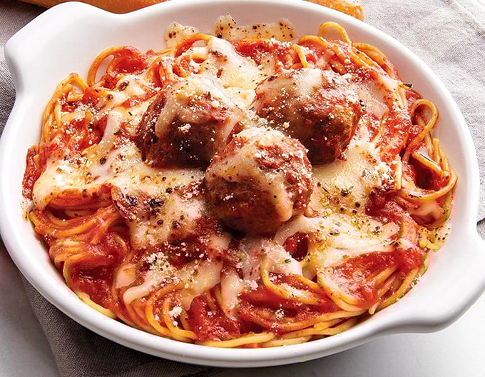 These aren't those disappointing mini-meatballs that leave you searching for more. Fazoli's serves proper spheres of seasoned goodness atop their signature spaghetti.