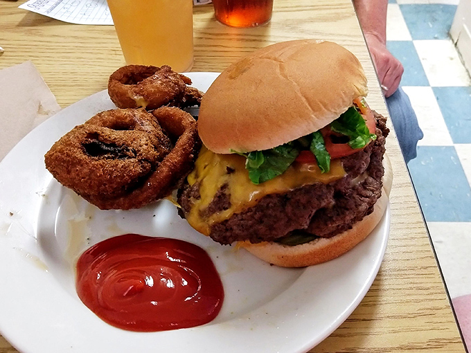This isn't just a burger—it's architecture with beef, where every layer from the toasted bun to the juicy patty plays its part perfectly.