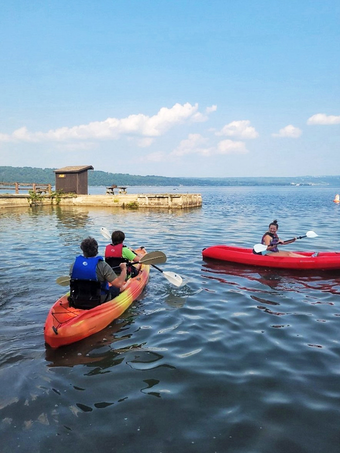 Paddle your way through Taughannock's liquid playground—kayaking on Cayuga Lake offers the perfect cool-down after your hiking adventure.