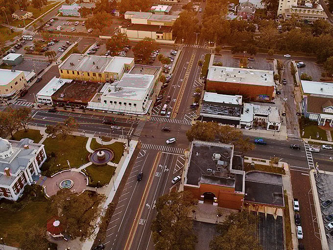 The aerial view of Dade City reveals a town square that hasn't surrendered to the strip mall gods – a rare find in today's Florida.