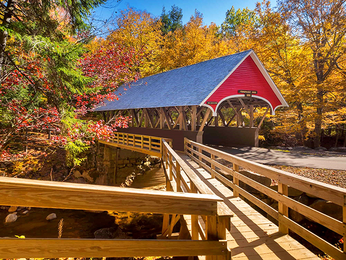 Franconia's picture-perfect gazebo with Mount Washington in the background—New Hampshire showing off without even trying.