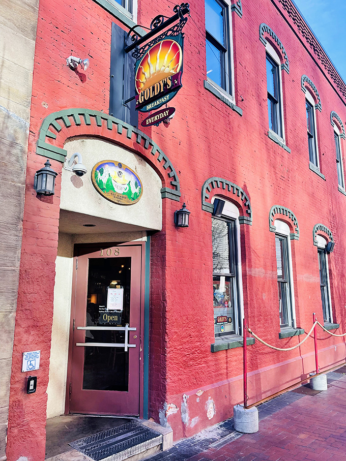 Goldy's bright red brick façade is like a breakfast beacon in downtown Boise. This historic building houses egg wizardry of the highest order.