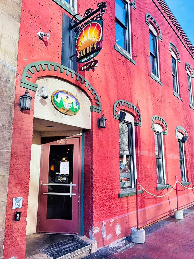Goldy's bright red brick façade is like a breakfast beacon in downtown Boise. This historic building houses egg wizardry of the highest order.