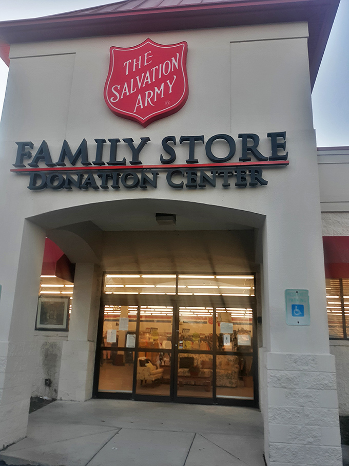 The iconic Salvation Army shield—universal symbol for "Yes, that designer jacket really is only five dollars."