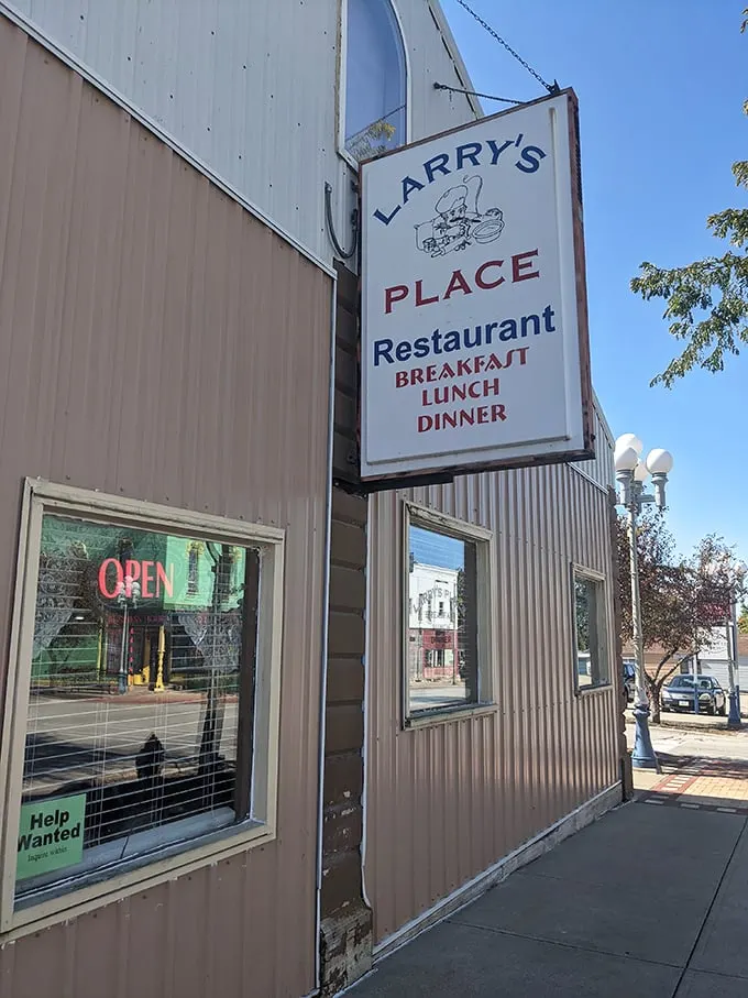 Larry's Place: That simple sign promises three essential meals, but breakfast is where the magic happens. Small-town charm with big breakfast energy.