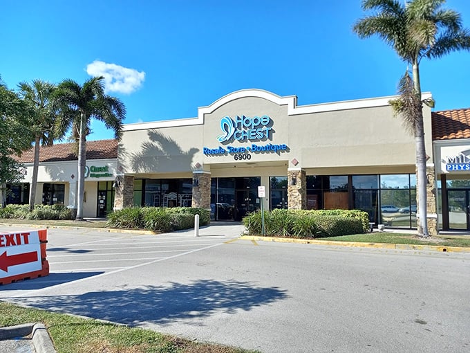 Hope Chest's clean, boutique-like exterior hints at the carefully curated treasures waiting inside.