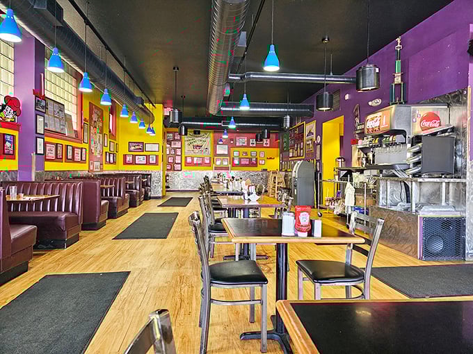 Inside King's Chef, color explodes like a rainbow that somehow tastes like perfect hash browns and green chili.