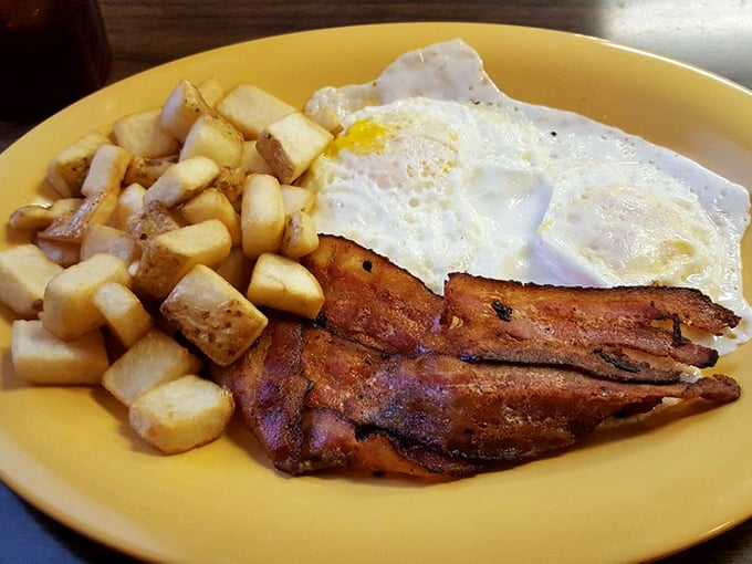 Home fries that actually taste like home, bacon with the ideal crisp-to-chew ratio, and eggs that remind you why the chicken is the world's most valuable bird.