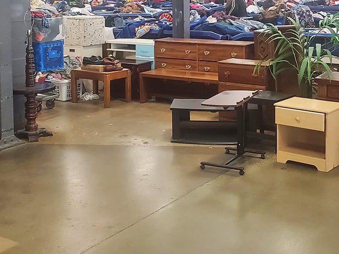 The furniture section offers solid wood treasures from various decades – that dresser probably witnessed the moon landing and is ready for its second act.