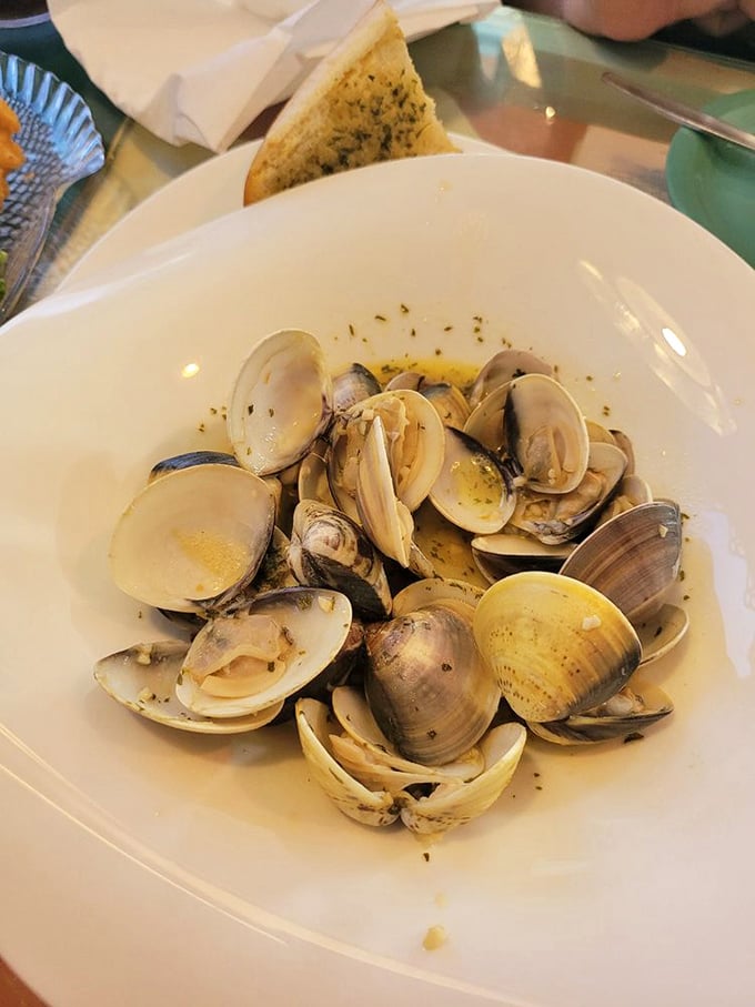These littleneck clams aren't just opened—they're practically introducing themselves. Simple, garlicky, and straight from the sea to your table.