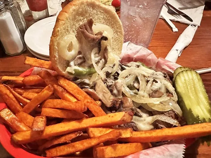 The Midwest's answer to a Philly – caramelized onions and melted cheese transform this sandwich into something worth driving across county lines for.