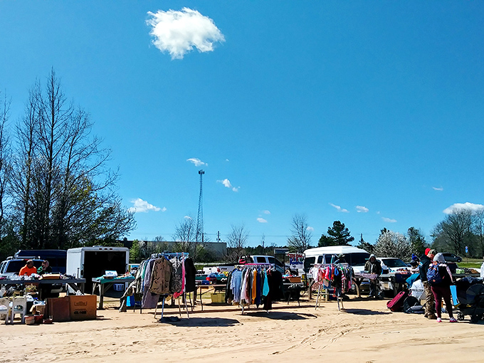 At Lee County Flea Market, even the lawn equipment gets a second chance at love—rural recycling at its most practical.
