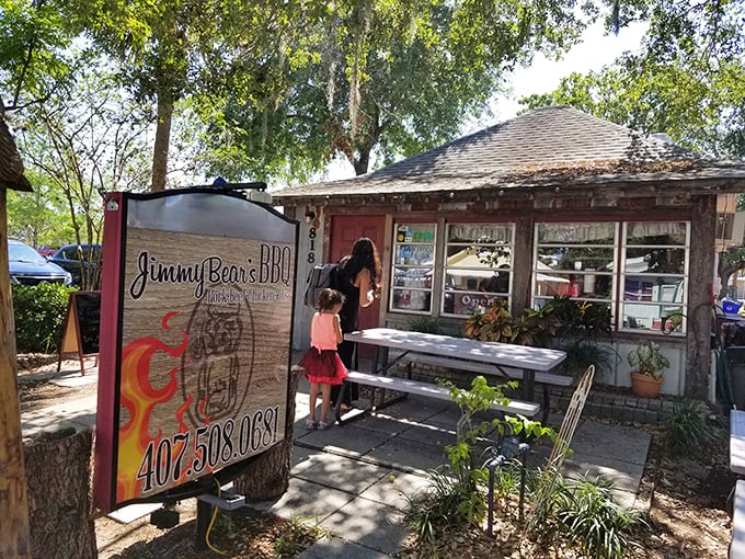 Jimmy Bear's weathered wooden exterior tells you everything – this place is about substance over style, and your ribs will thank you.
